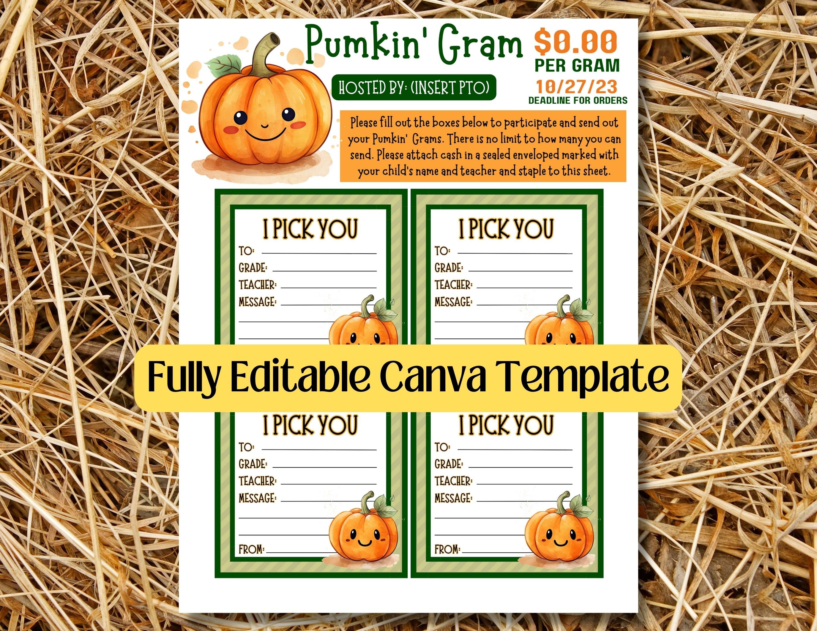 Halloween Pumkin' Candy Gram School Daycare Fundraiser PTA PTO ...
