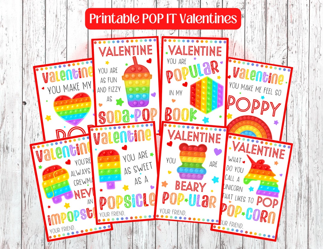 POP IT Valentines for Kids, School Valentines, Class Valentines ...