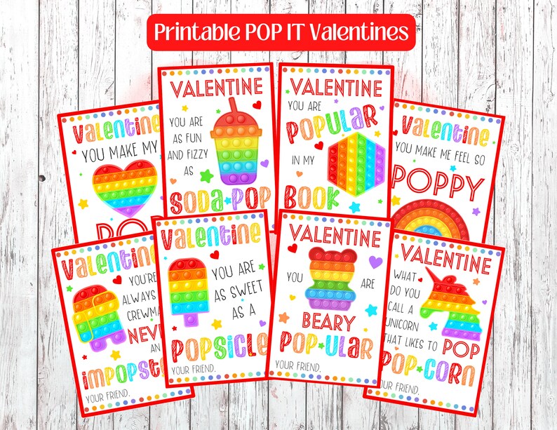 POP IT Valentines for Kids, School Valentines, Class Valentines ...