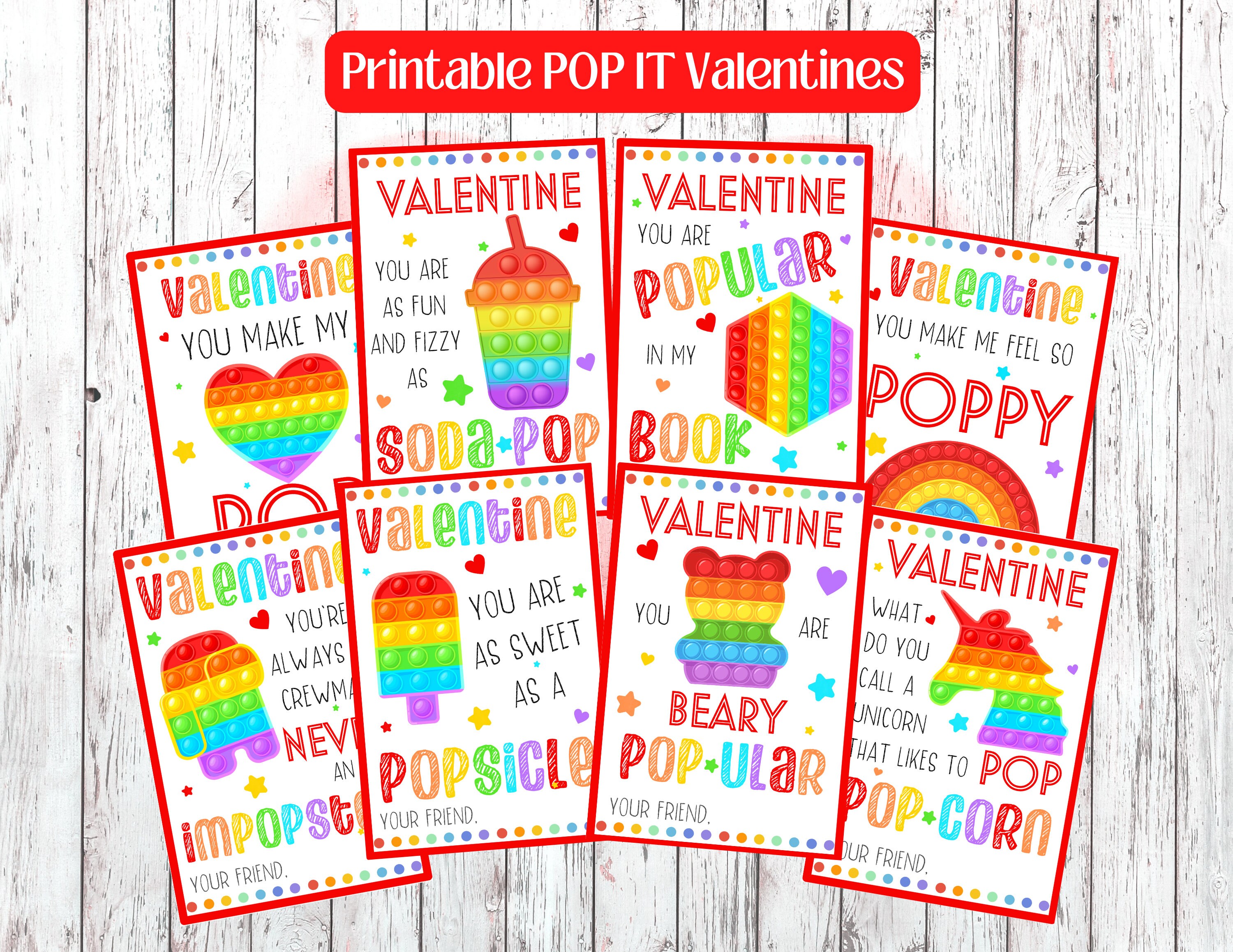 POP IT Valentines for Kids, School Valentines, Class Valentines ...