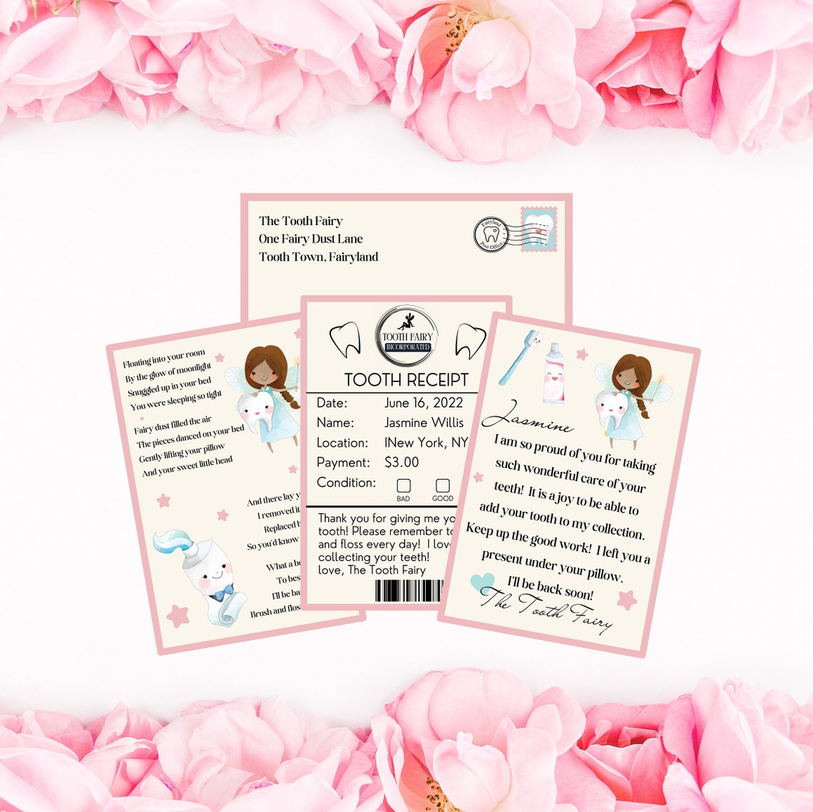 Tooth Fairy Whimsical Editable Template, Tooth Fairy Letter, Poem ...