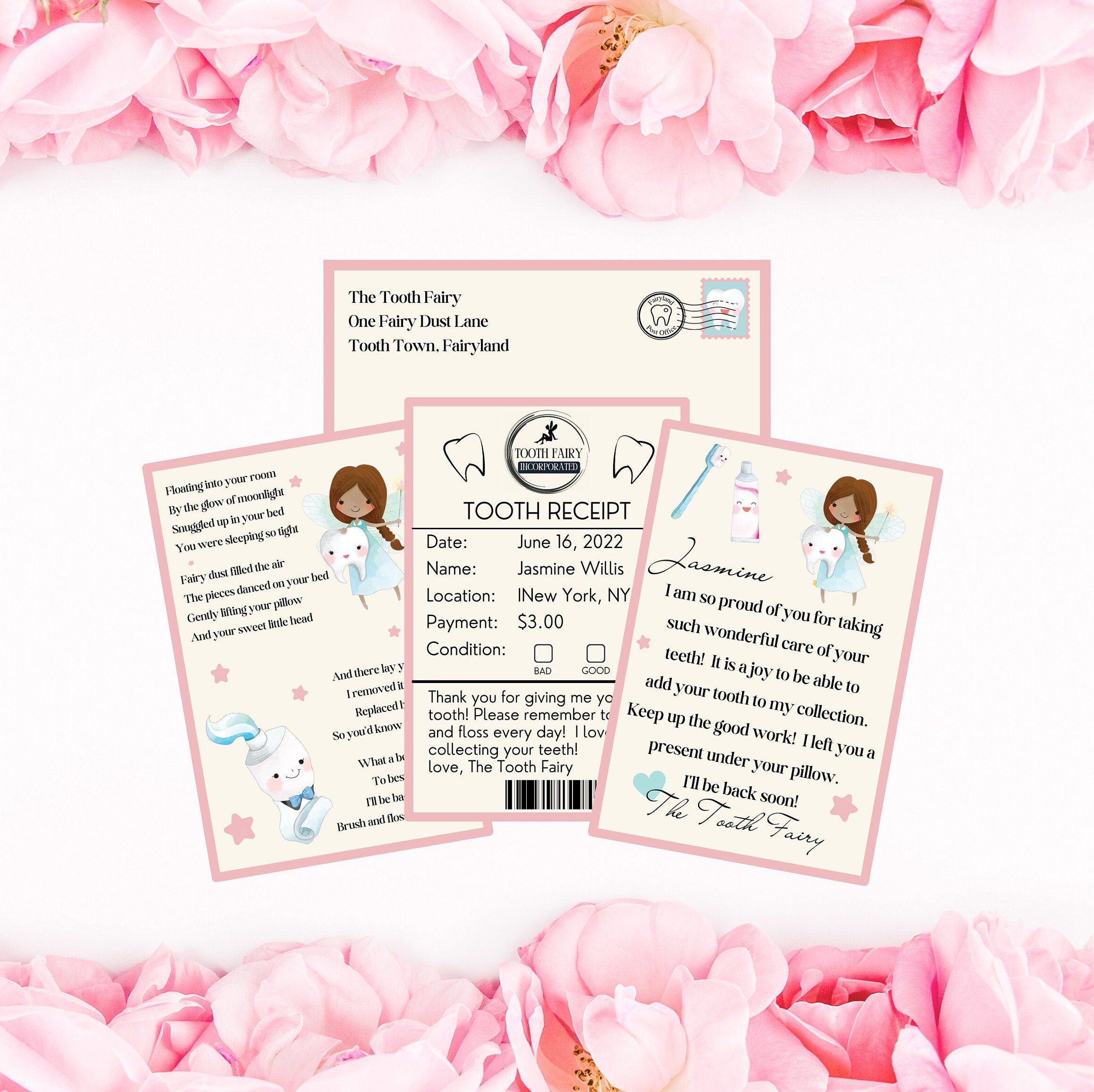 Tooth Fairy Whimsical Editable Template, Tooth Fairy Letter, Poem ...