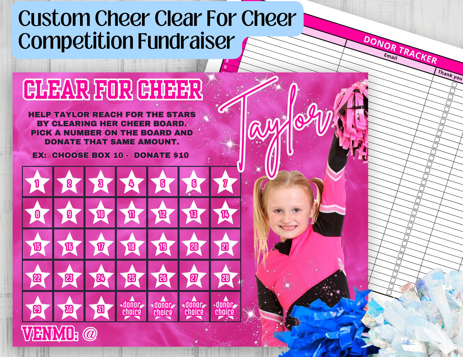 Clear the Board Cheer Custom Photo Fundraiser Pick A Date to Donate ...