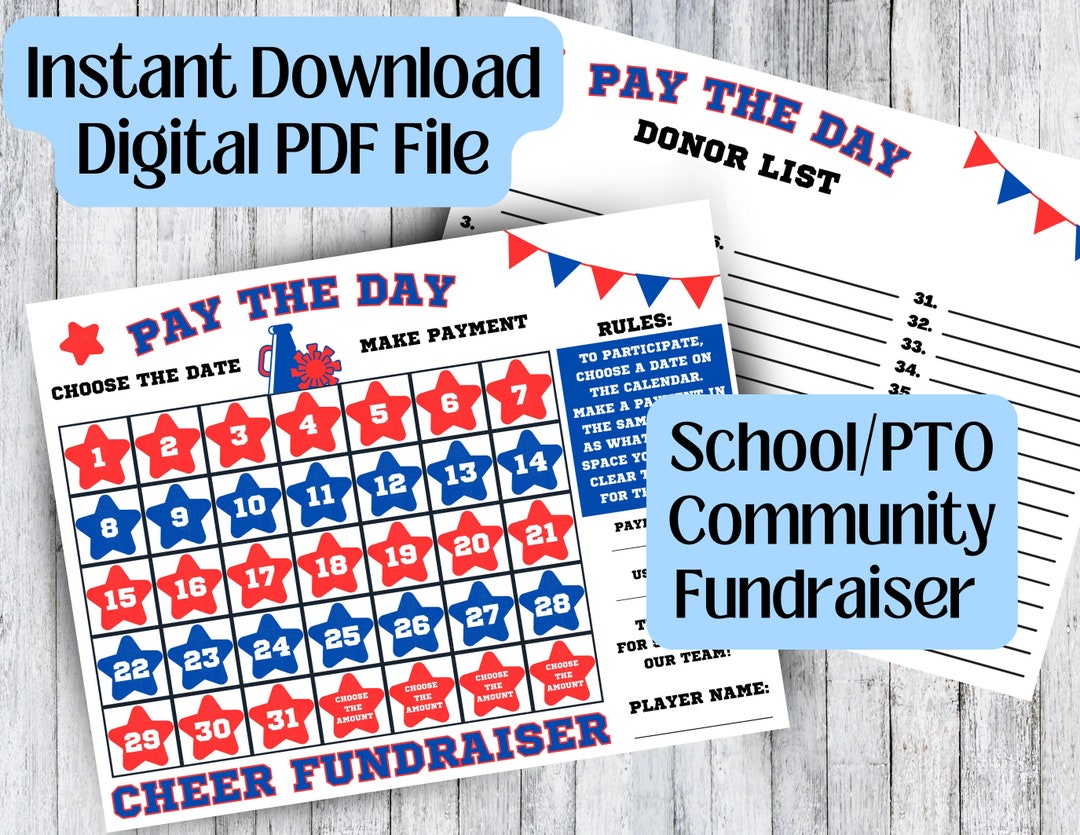 Pay the Day Cheer Team Fundraiser | Cash Calendar | School PTO ...