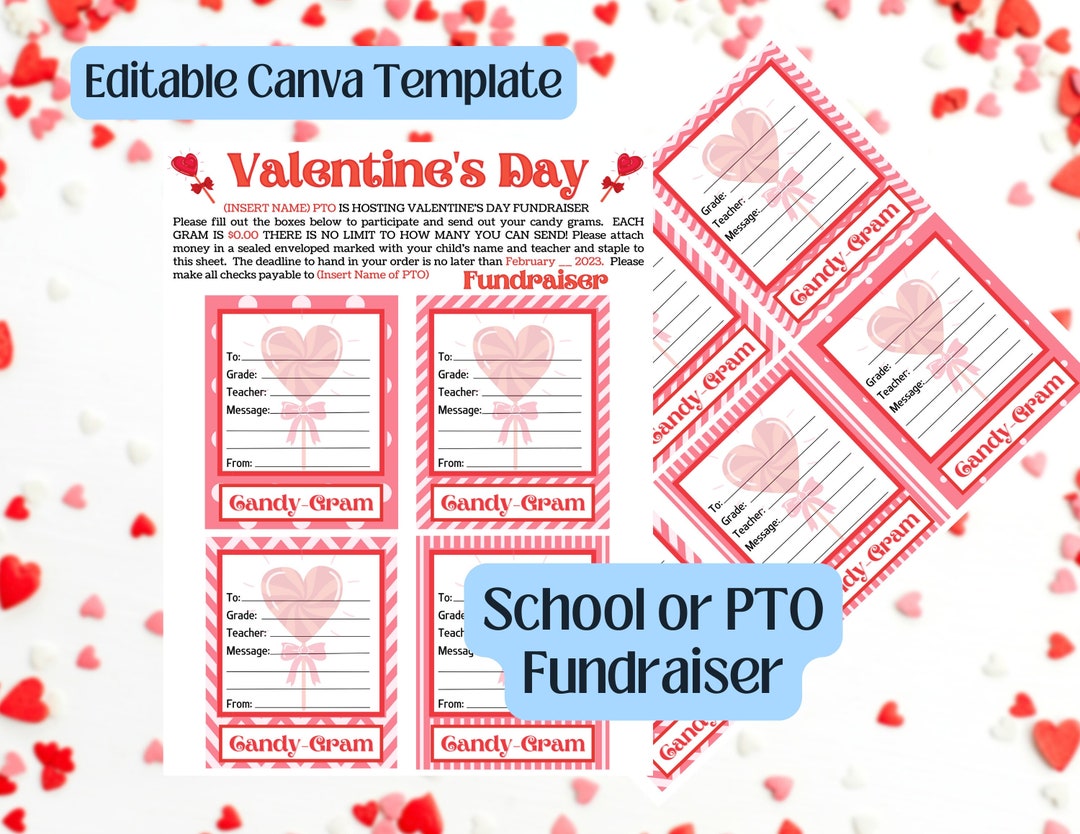 Valentine's Day Candy Gram Fundraiser, School Daycare PTA PTO Nonprofit ...