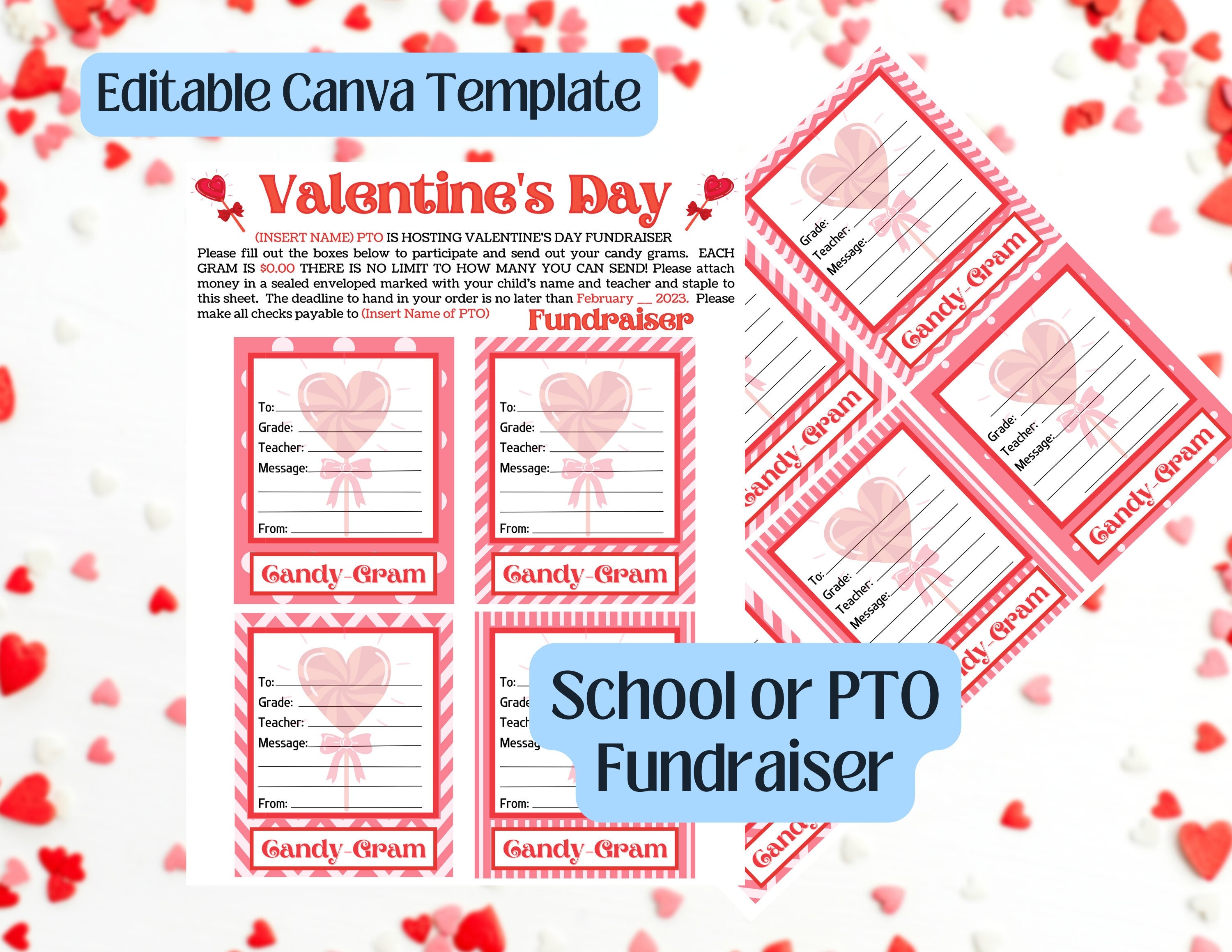 Valentine's Day Candy Gram Fundraiser, School Daycare PTA PTO Nonprofit ...