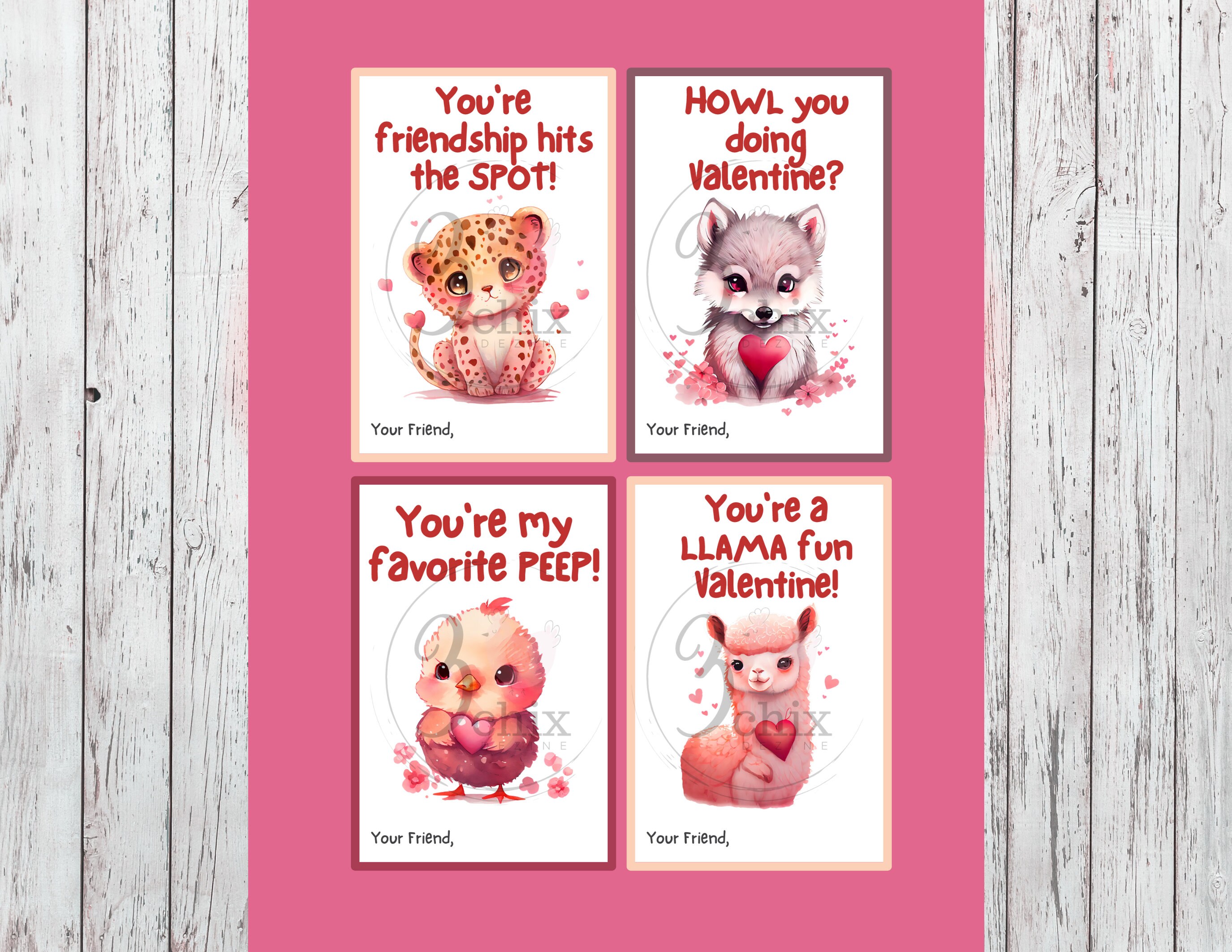 Cute Animal Kids Valentines, School Valentines, Class Valentines ...