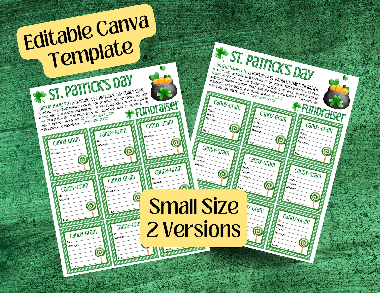 St. Patrick's Day Candy Gram, School Daycare Fundraiser PTA PTO ...