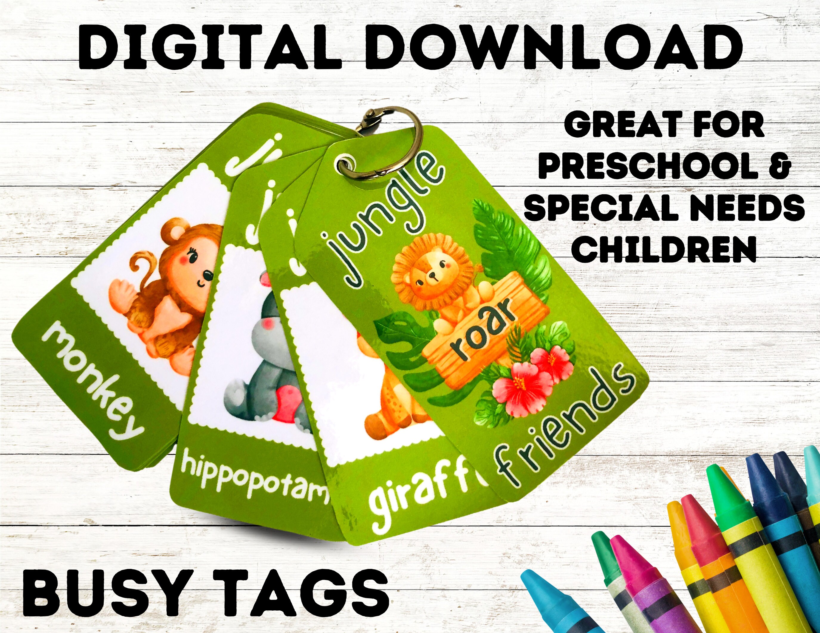 Jungle Busy Tags Pre-school Cards Autism Resources Special Needs ...