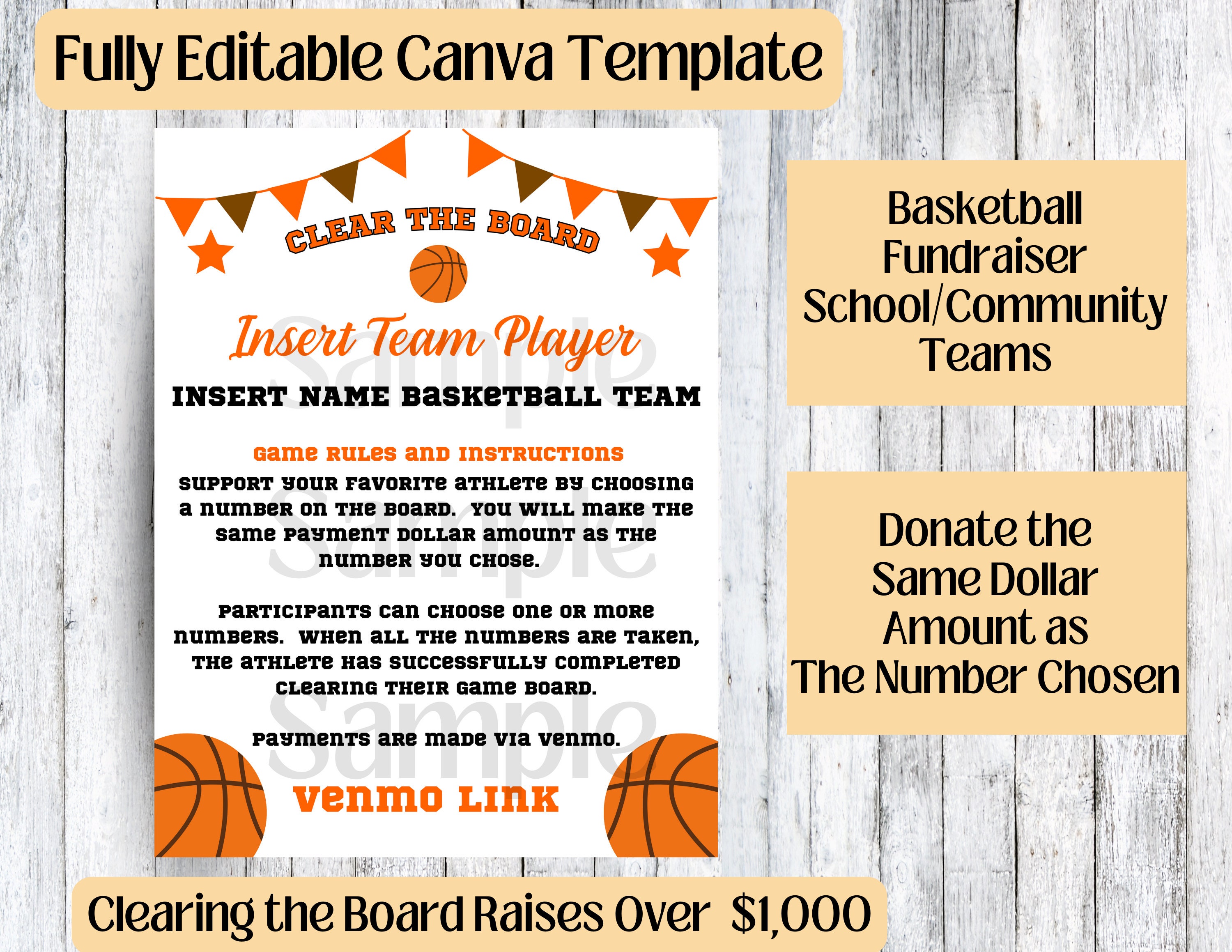 Basketball Fundraiser Clear the Board Pick A Date to Donate Black Out ...