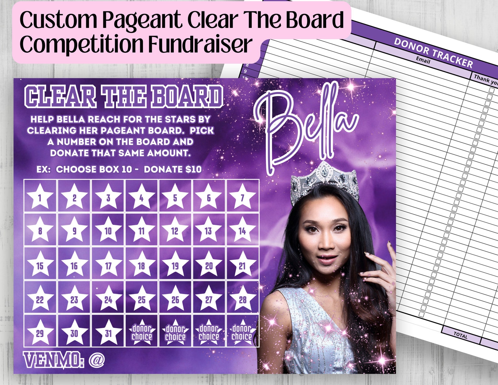 Clear the Board Pageant Custom Photo Fundraiser Pick A Date - Etsy