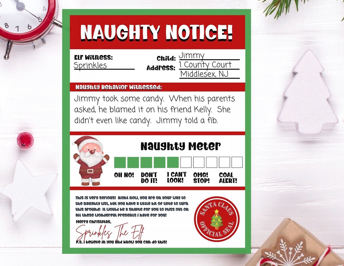 EDITABLE Santa's Naughty List Notification Notice Letter, Naughty List ...