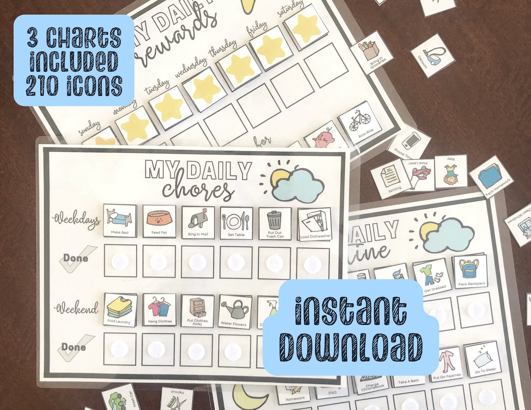 Chore Chart for Kids | Responsibility Chart | Home School Kids Routine ...