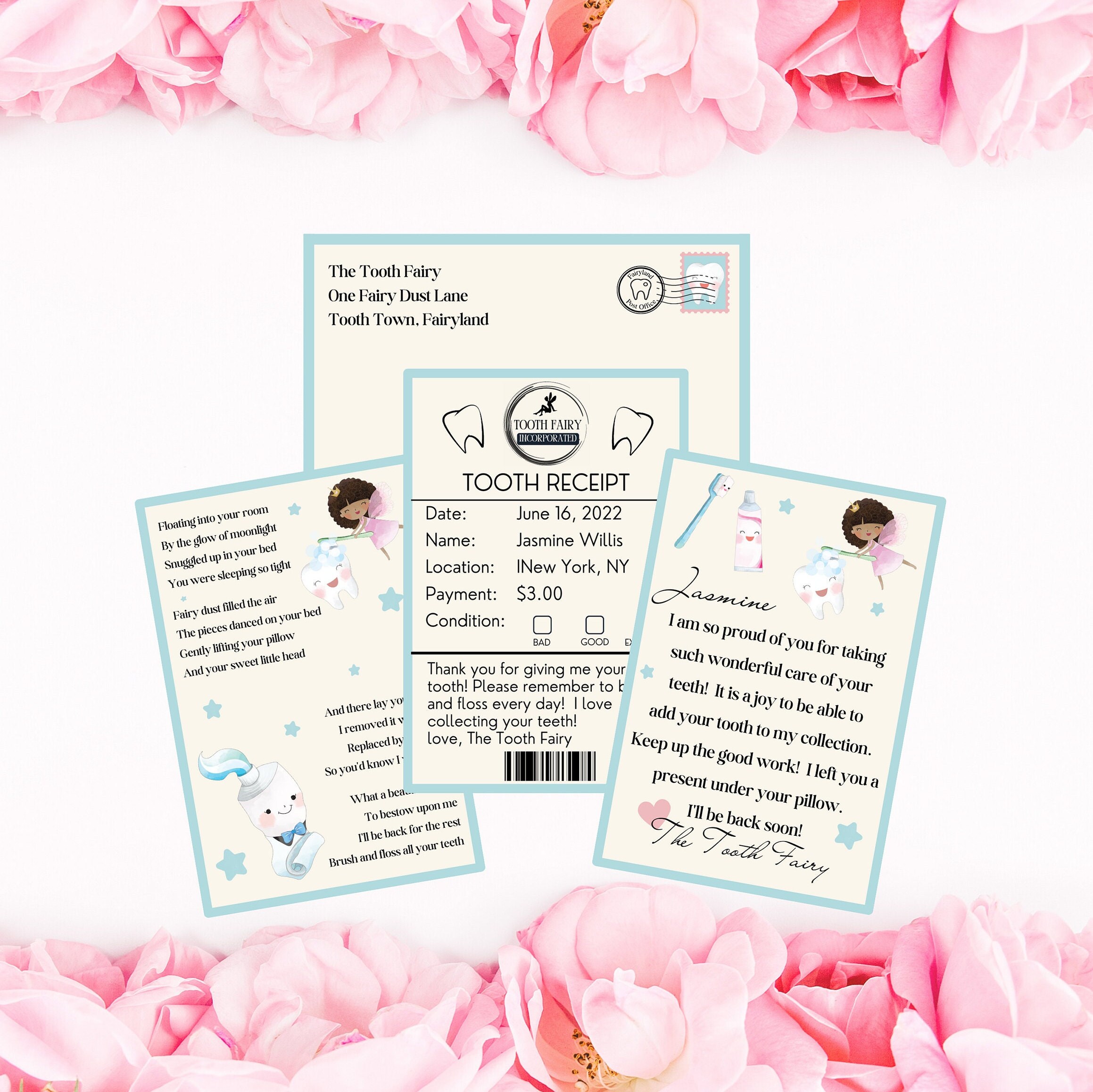 Tooth Fairy Whimsical Editable Template, Tooth Fairy Letter, Poem ...