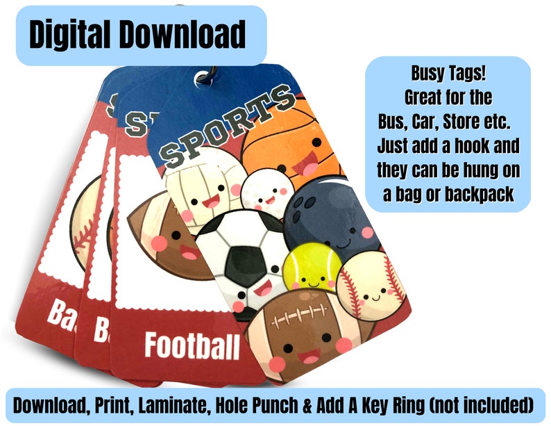 Sports Busy Tags | Pre-school Cards | Autism Resources | Special Needs ...