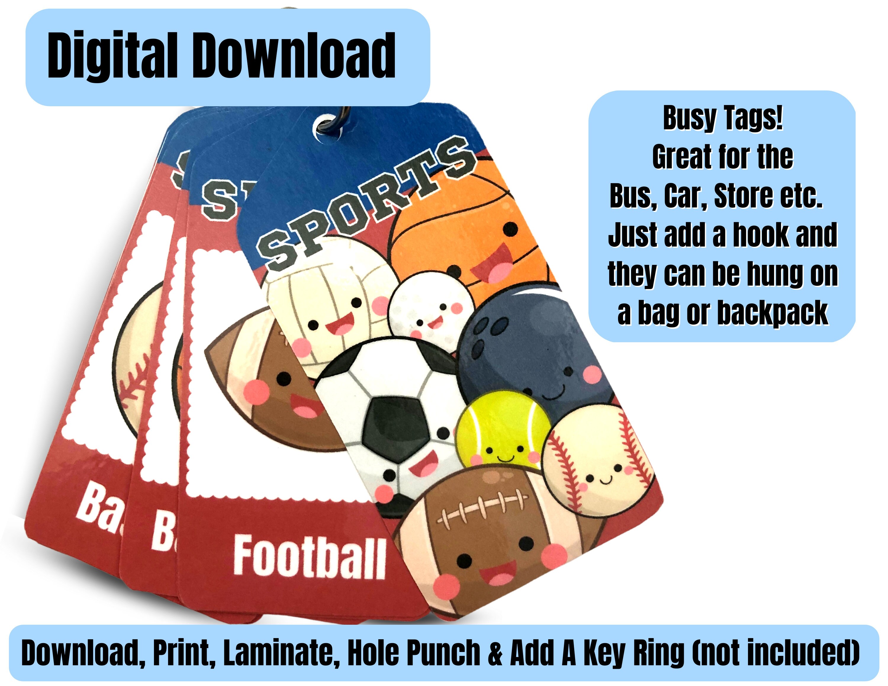Sports Busy Tags | Pre-school Cards | Autism Resources | Special Needs ...