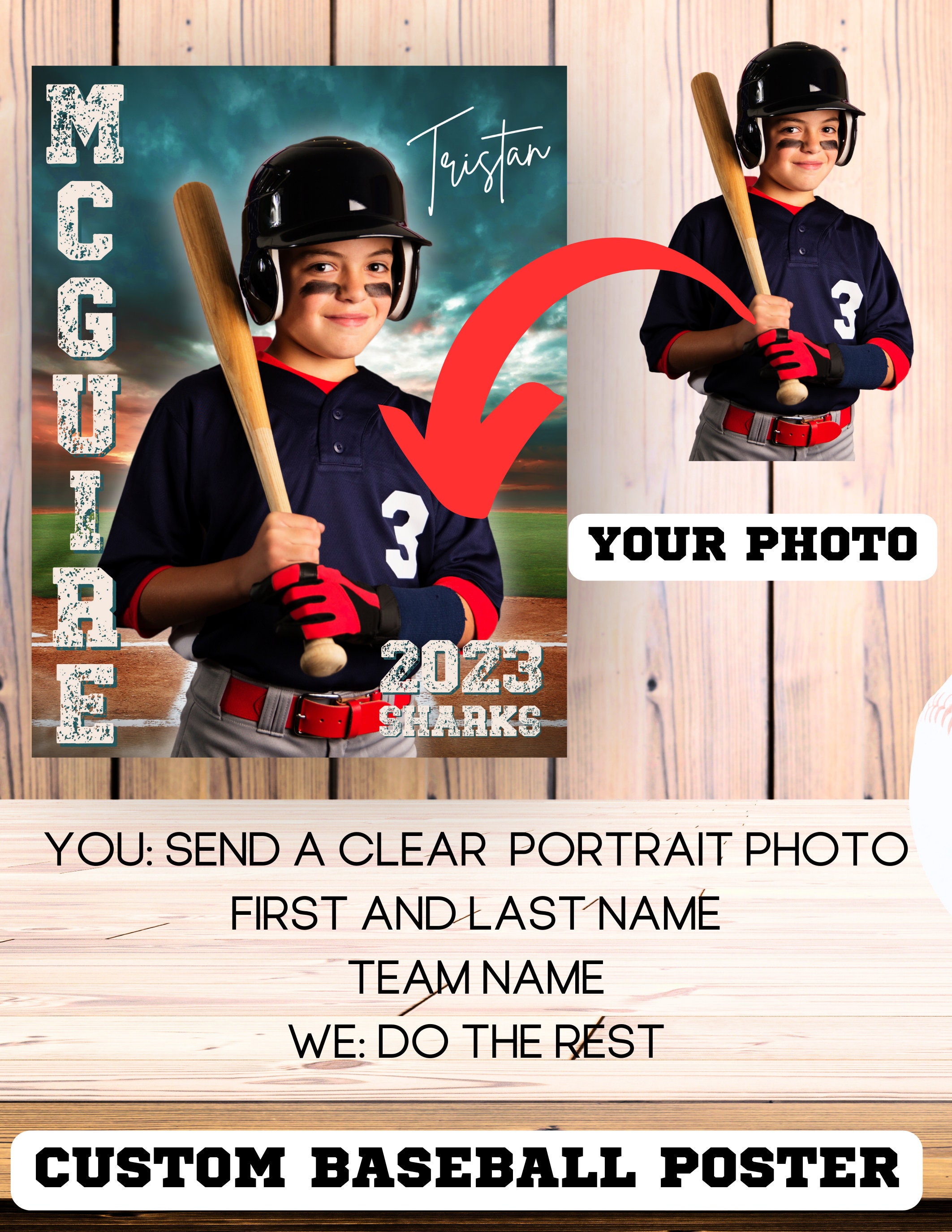 Custom Digital Sports Background Tball Backdrop Baseball Player Gift ...