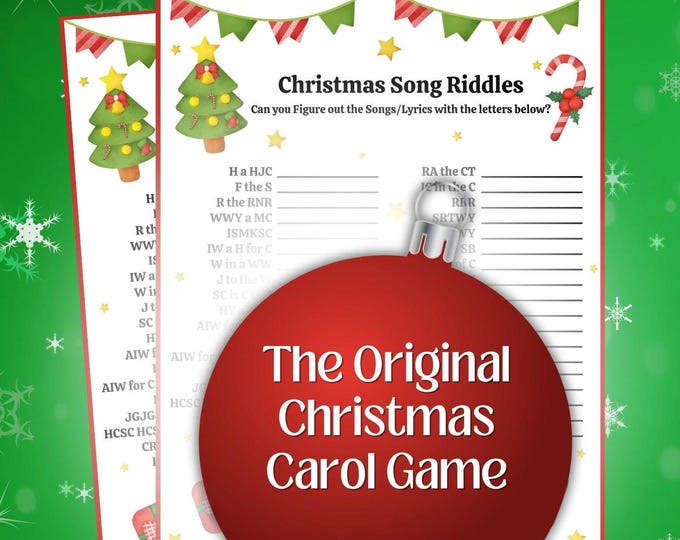Christmas Carol Song Game, Letter Riddle, Carol Finish the Lyric Game ...