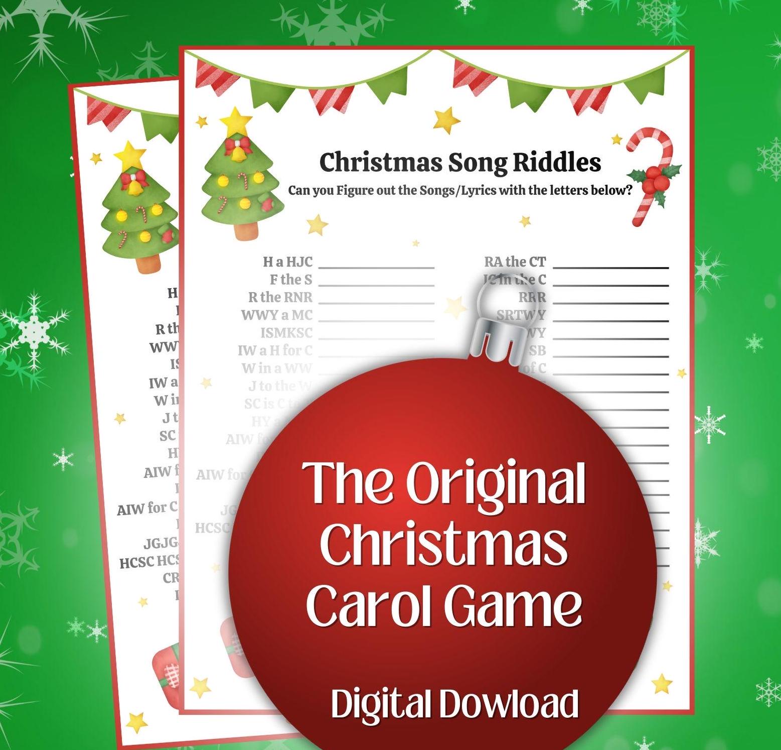 Christmas Carol Song Game, Letter Riddle, Carol Finish the Lyric Game ...
