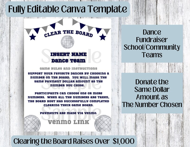 Dance Fundraiser Clear the Board | Pick A Date to Donate | Black Out My ...