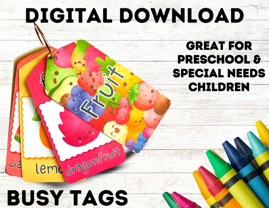 Fruit Busy Tags | Pre-school Cards | Autism Resources | Special Needs ...