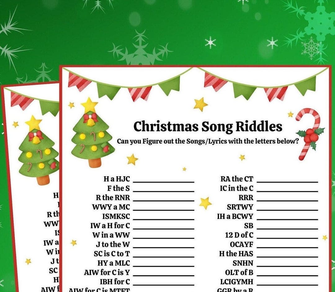 Christmas Carol Song Game, Letter Riddle, Carol Finish the Lyric Game ...