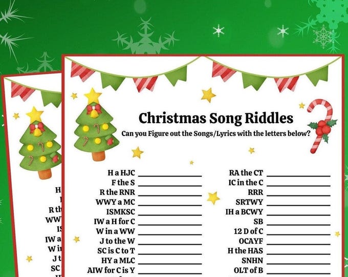 Christmas Carol Song Game, Letter Riddle, Carol Finish the Lyric Game ...