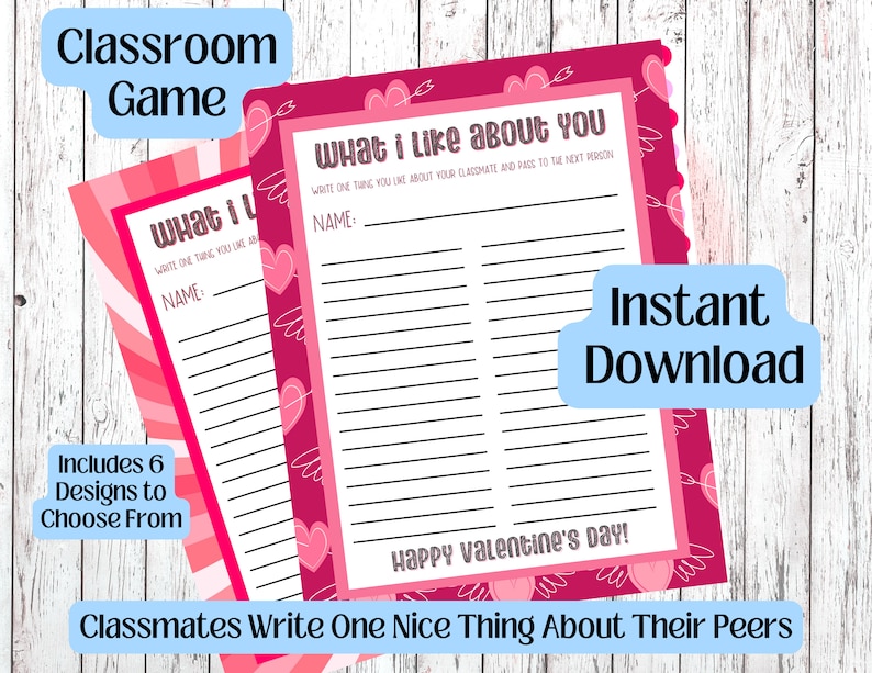 Valentine's Day Printable Classroom Game, School Party Games for Kids ...