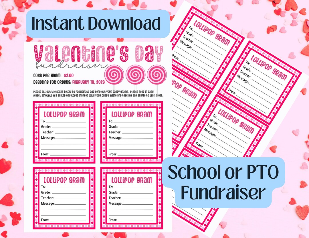 Valentine's Day Candy Gram Printable, School Daycare Fundraiser PTA PTO ...