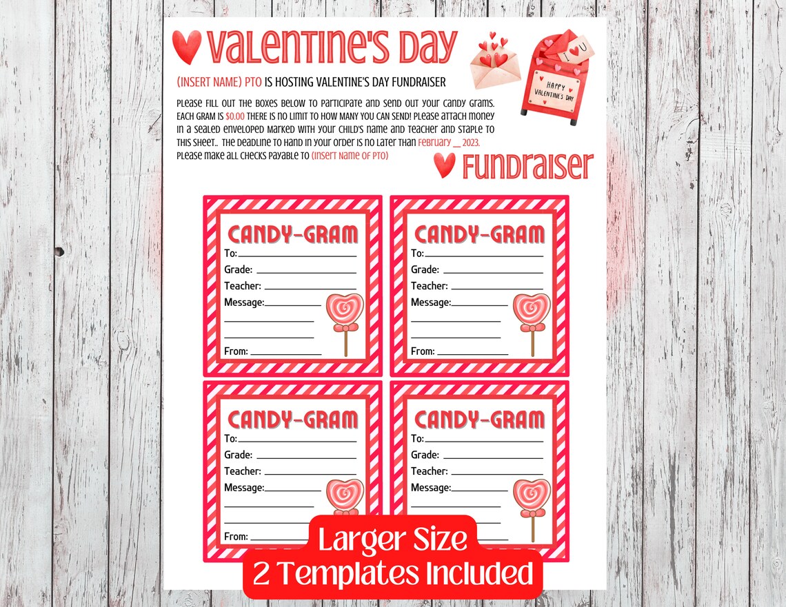 Valentine's Day Candy Gram School Daycare Fundraiser PTA - Etsy