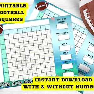 Printable Big Game Squares Game, Football Squares, Big Game Football ...