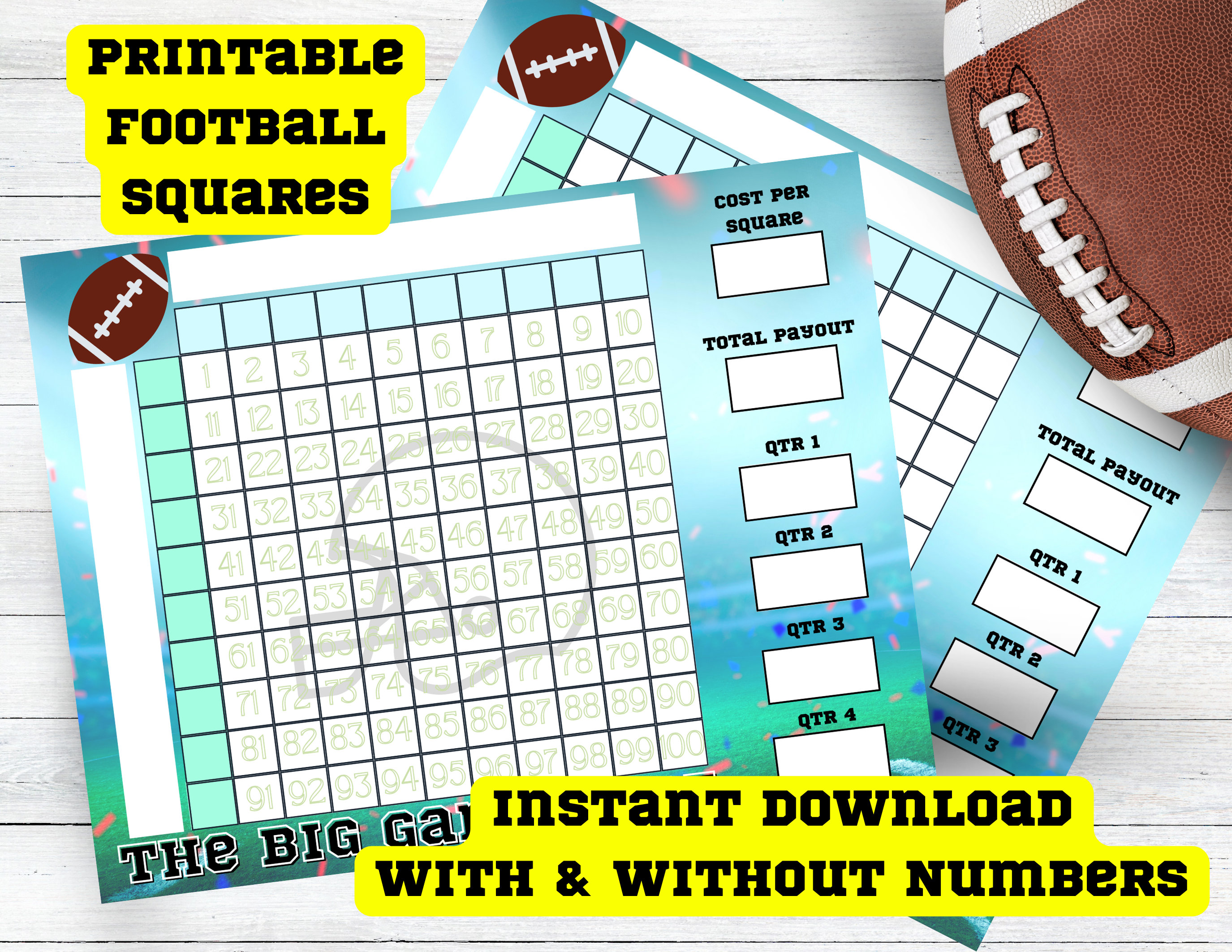 Printable Big Game Squares Game, Football Squares, Big Game Football ...