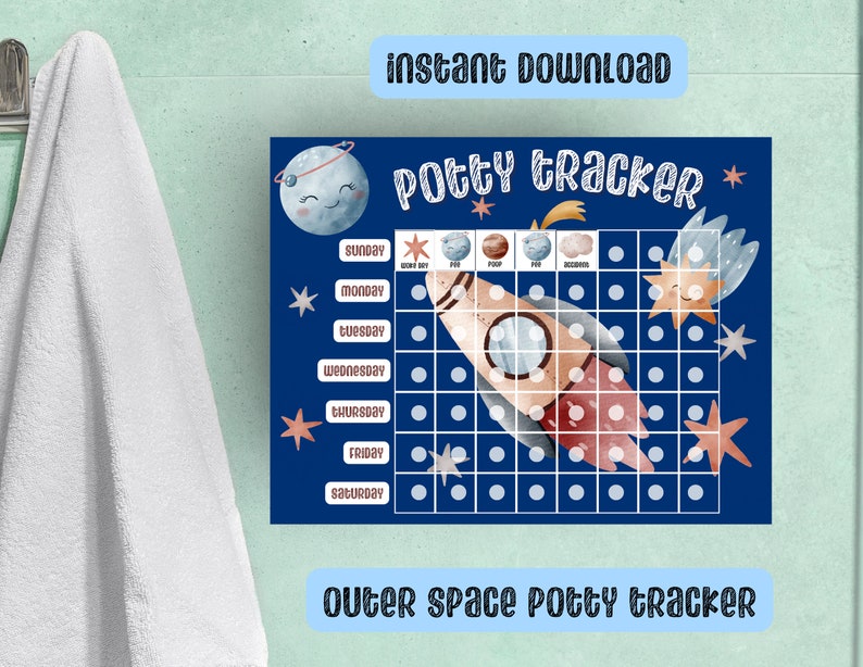 Potty Training Chart Outer Space | Toddler Potty Chart | Responsibility ...