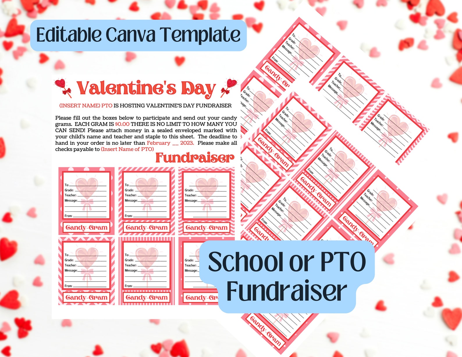 Valentine's Day Candy Gram Fundraiser, School Daycare PTA PTO Nonprofit ...