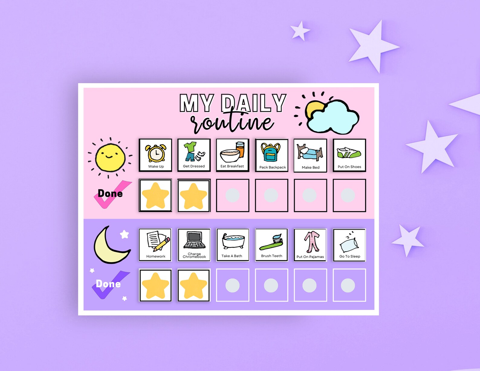 Chore Chart for Girls Responsibility Chart Home School Kids Routine ...