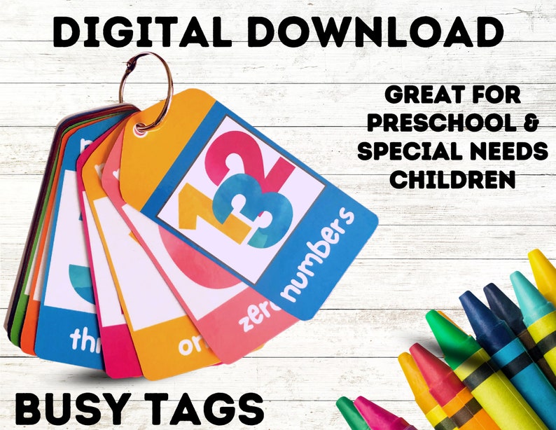 Numbers Busy Tags Pre-school Cards Autism Resources Special Needs ...