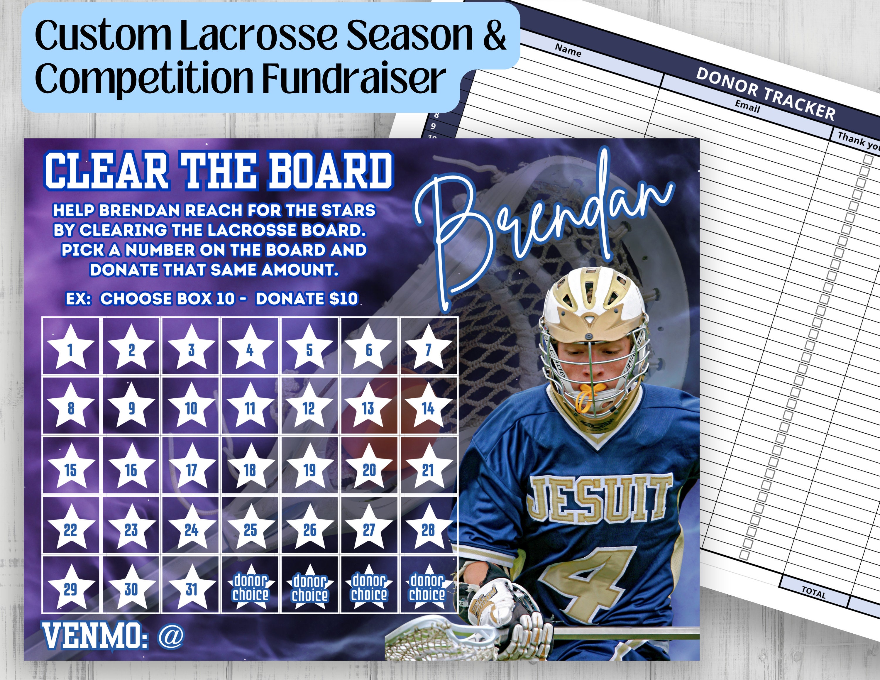 Clear the Board Lacrosse Custom Photo Fundraiser Pick A Date to Donate ...