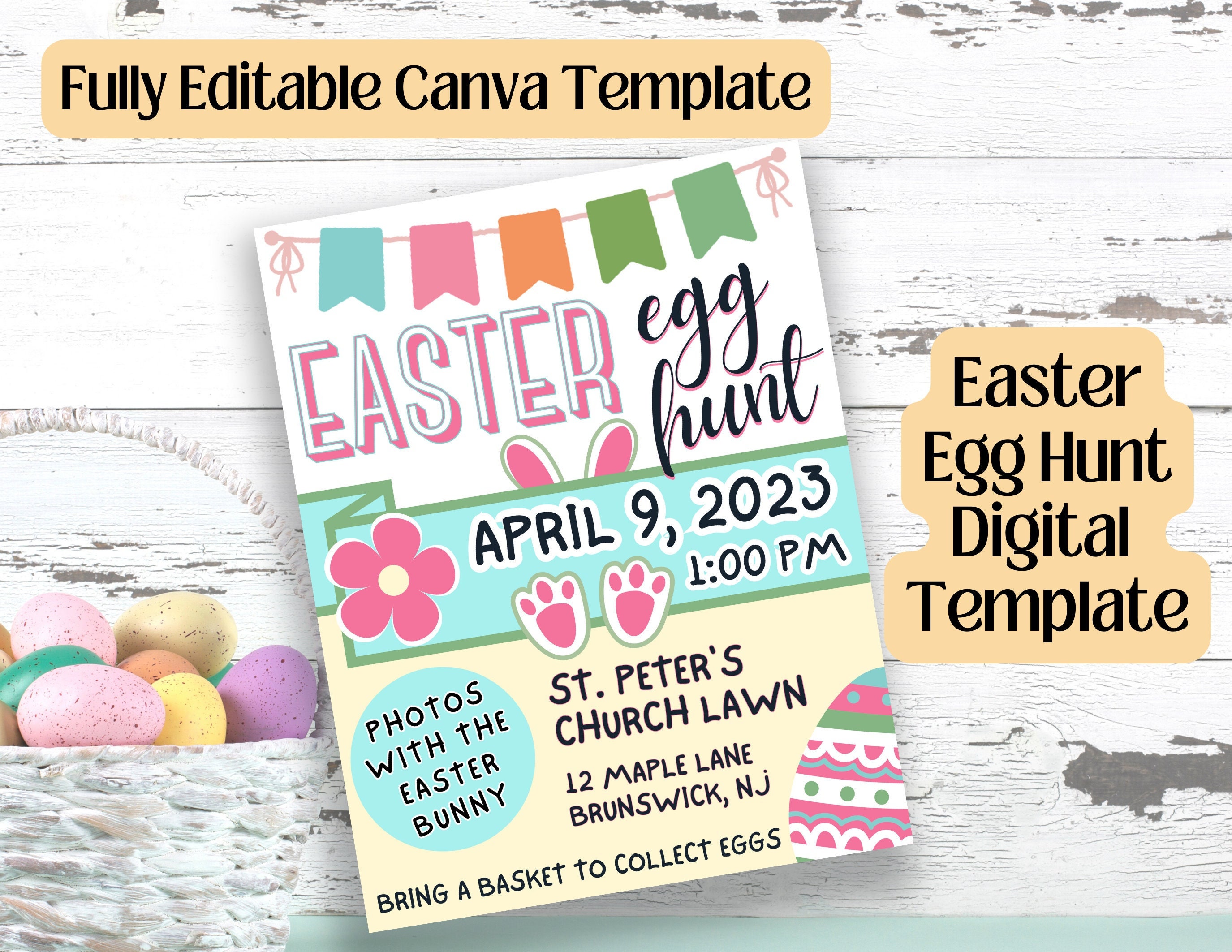 Editable Easter Egg Hunt Invitation | Editable Easter Party Invite ...