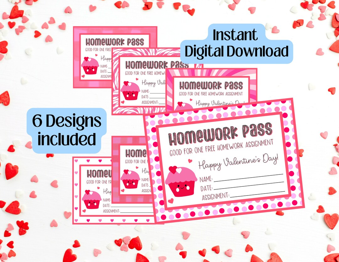 Valentine's Day Kids Homework Pass, Elementary School Teacher, Back to ...