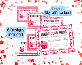 Valentine's Day Kids Homework Pass, Elementary School Teacher, Back to ...