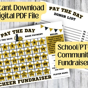 Pay the Day Cheer Team Fundraiser | Cash Calendar | School PTO ...