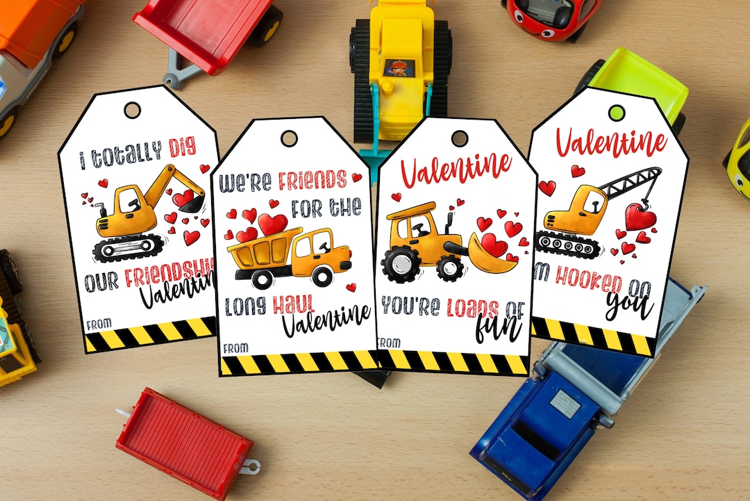 Construction Valentine Tags for Kids, Kids Valentines, School ...