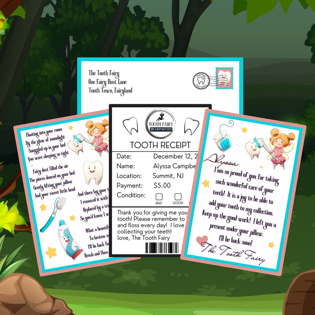 Tooth Fairy Bundle Instant Editable Canva Template, Tooth Fairy Letter ...