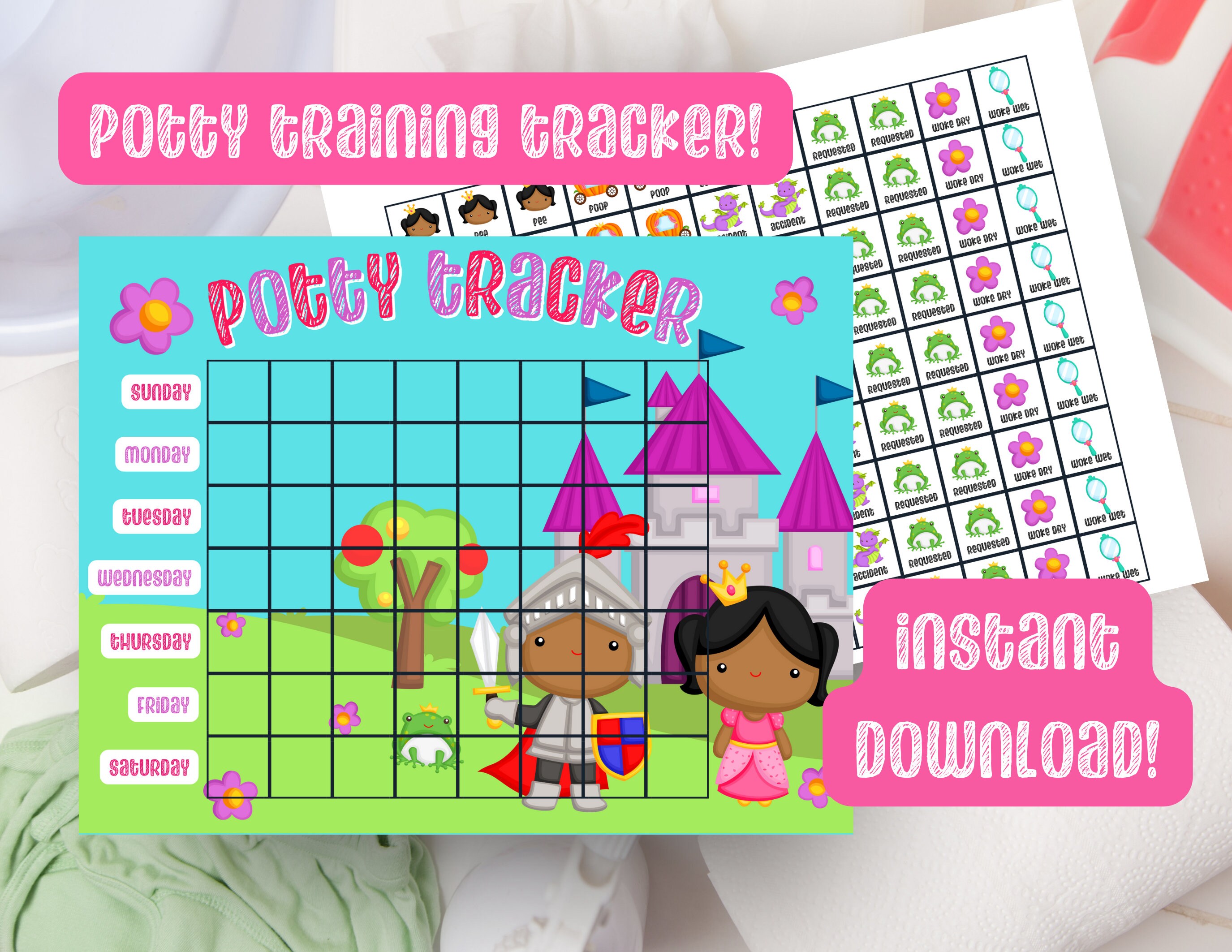 Princess Potty Training Chart | Toddler Potty Chart | Responsibility ...
