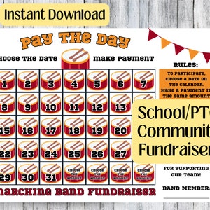 Pay the Day Band Fundraiser | Cash Calendar | School Band Fundraiser ...