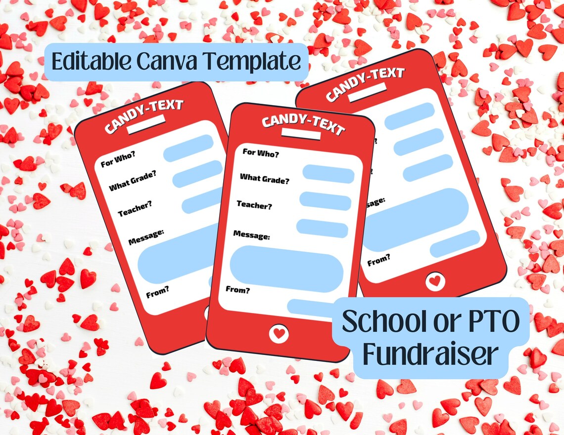Valentine's Day Text Candy Gram, School Fundraiser Flyer PTA PTO ...