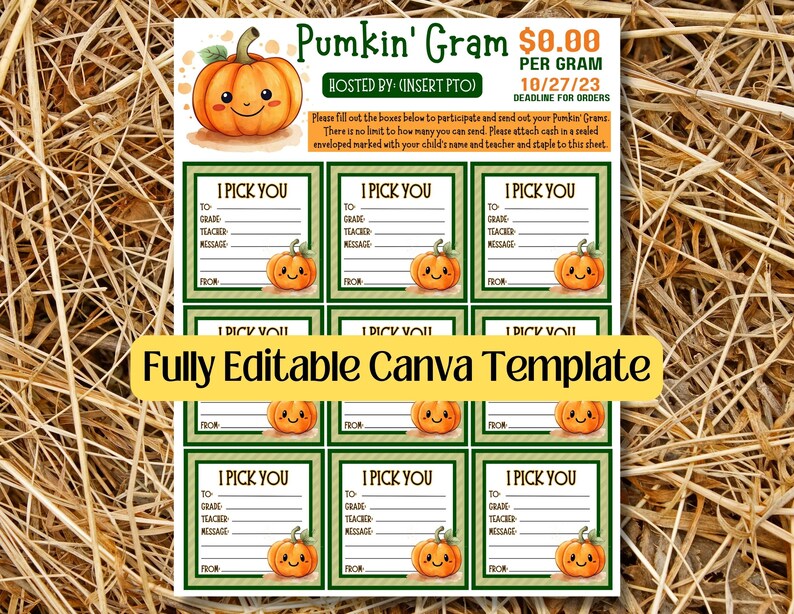 Halloween Pumkin' Candy Gram School Daycare Fundraiser PTA PTO ...