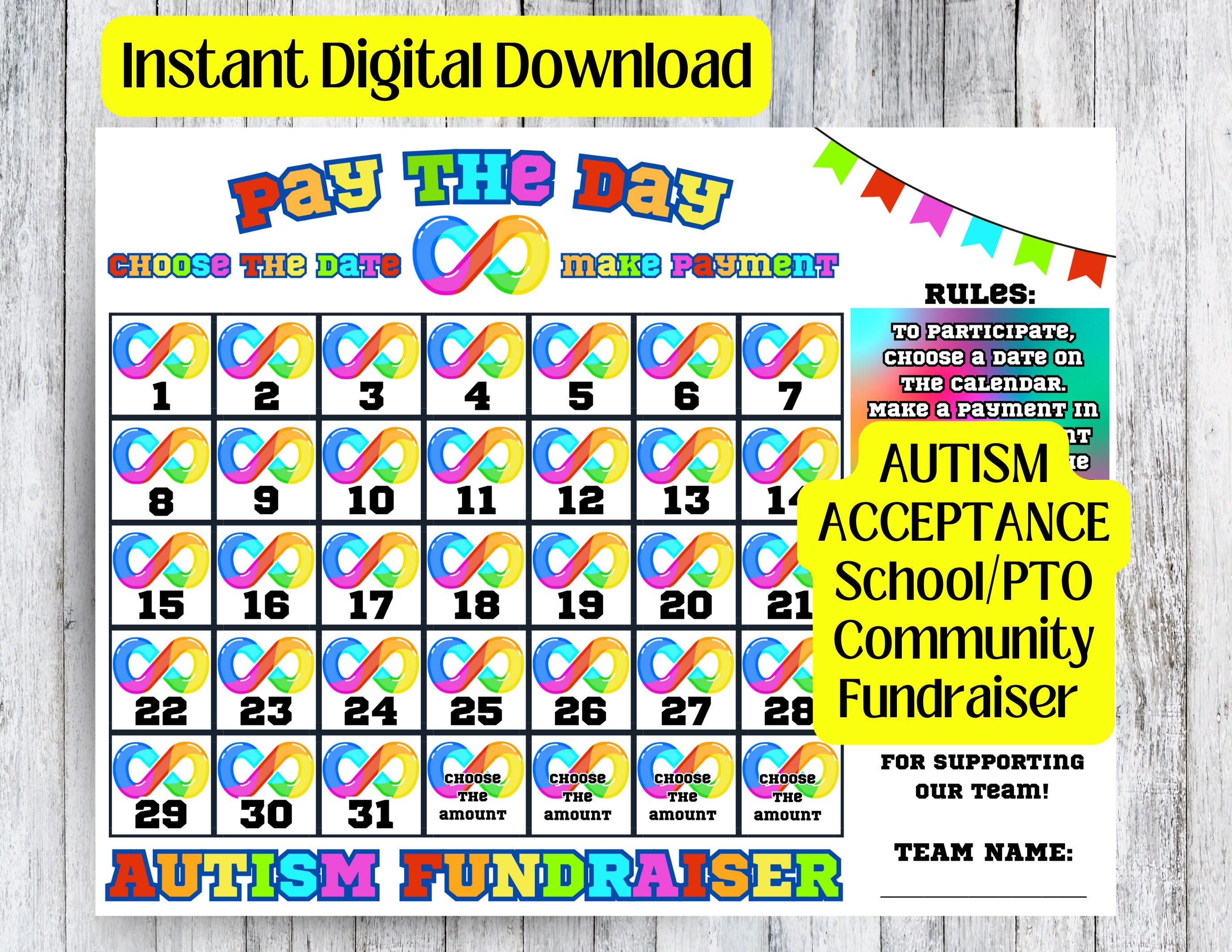 Pay the Day Autism Acceptance Fundraiser | Pick A Date to Donate ...