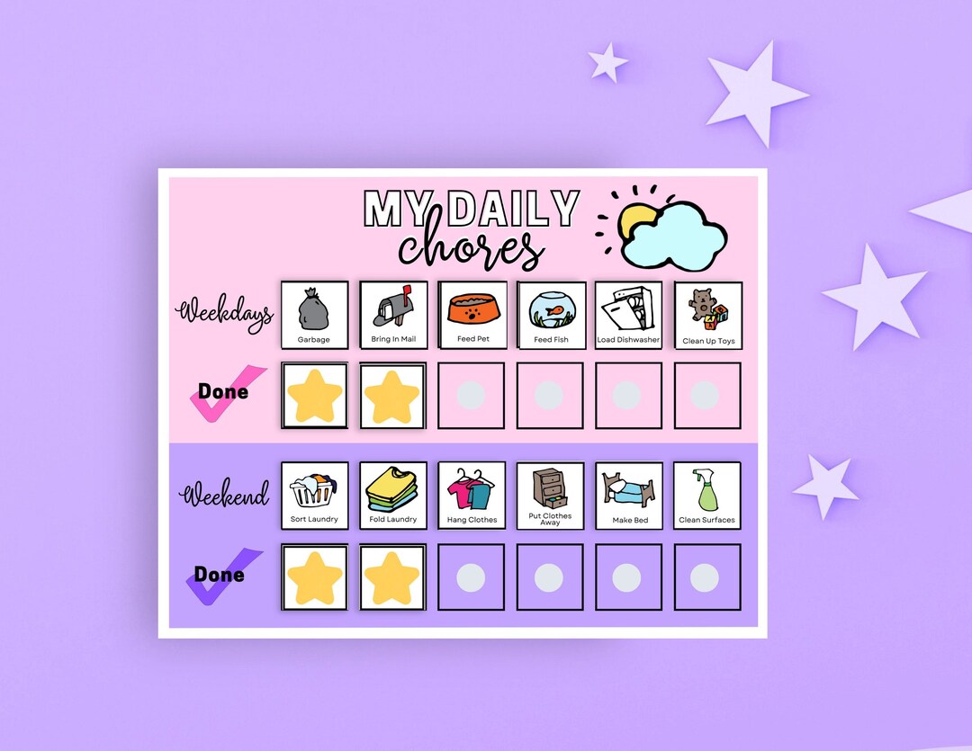 Chore Chart for Girls | Responsibility Chart | Home School Kids Routine ...