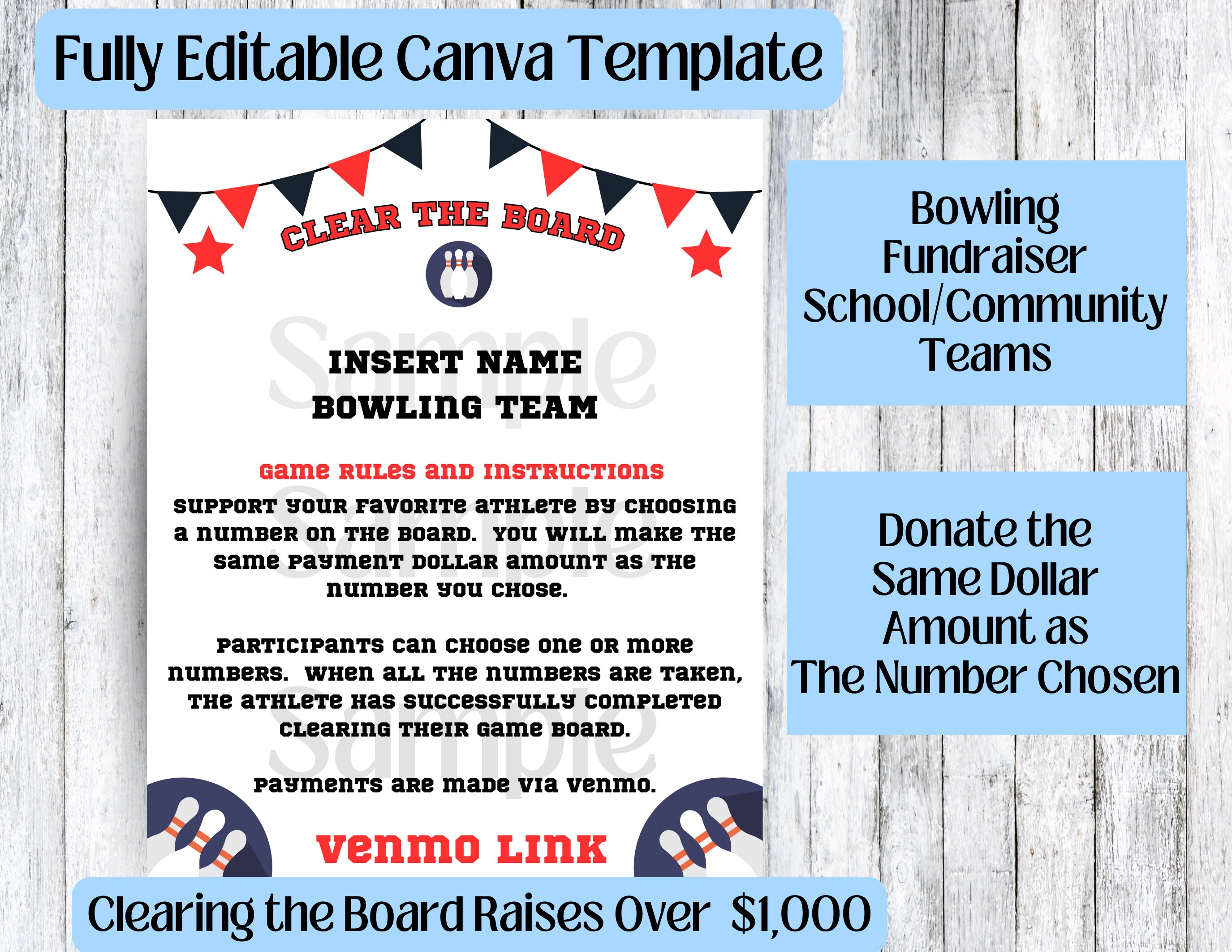 Bowling Fundraiser Clear the Board | Pick A Date to Donate | Black Out ...
